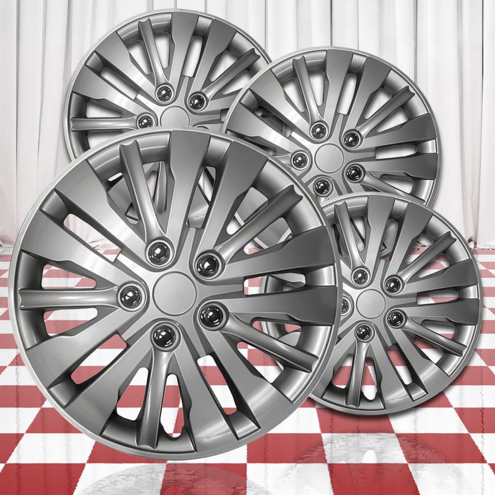 Silver 15in Wheel Cover Hubcaps for Steel Wheels '15 Spoke' Style [4pc ...