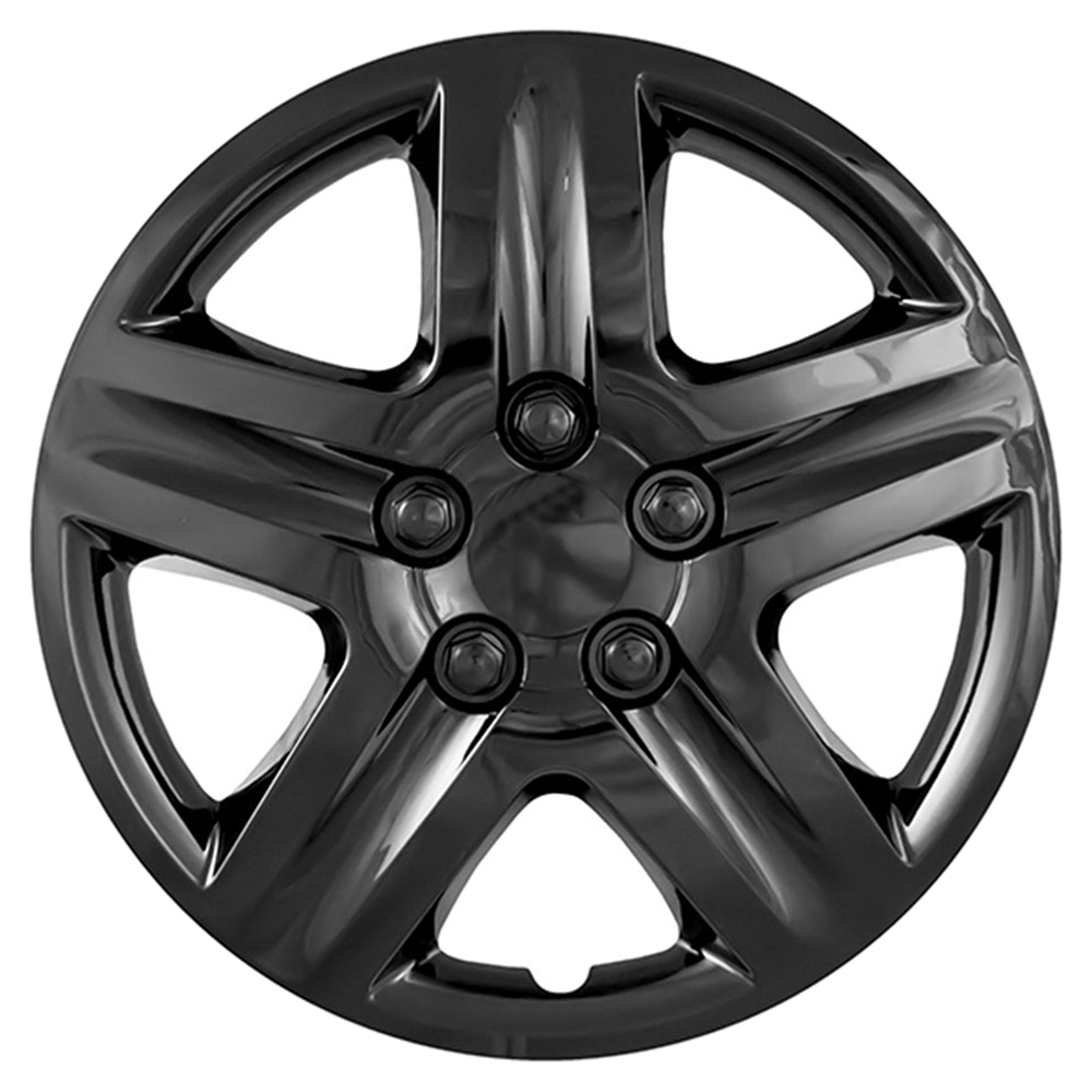 Set of 4 BLACK 17" Hub Caps Full Rim Wheel Covers 5 Spoke Star Hubs ...